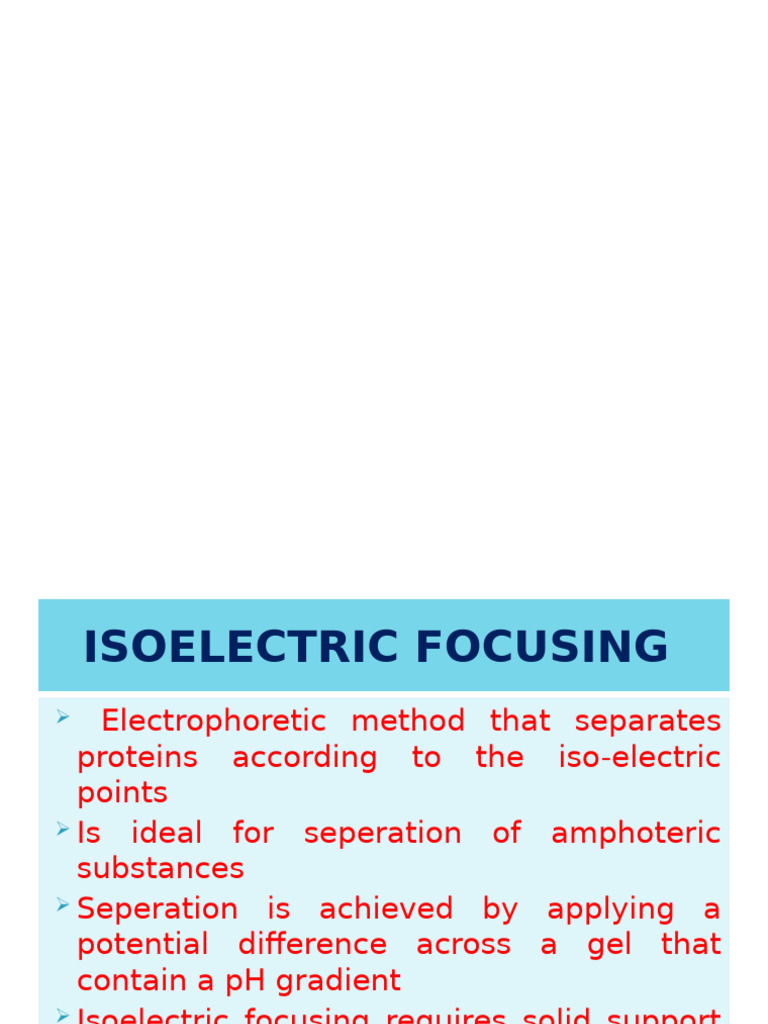 Isoelectric Focusing in Electrophoresis | PDF | Gel Electrophoresis ...