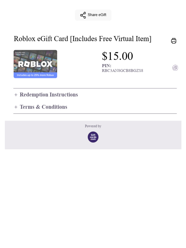 Your Roblox EGift Card | PDF