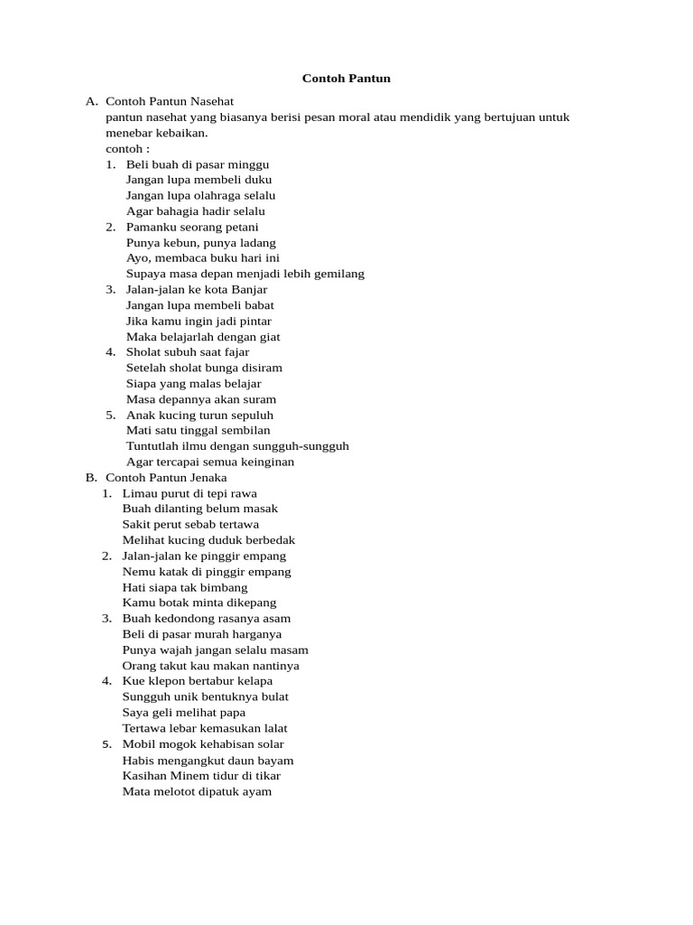 Contoh Pantun | PDF