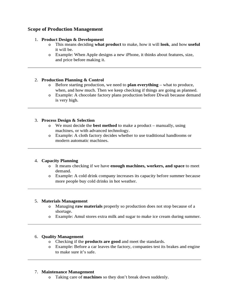 Scope of Production Management Overview | PDF