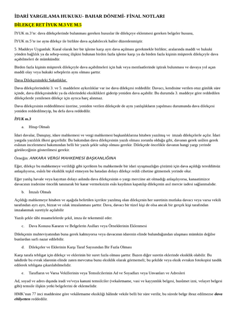 Idari Yargı - Bahar Final | PDF