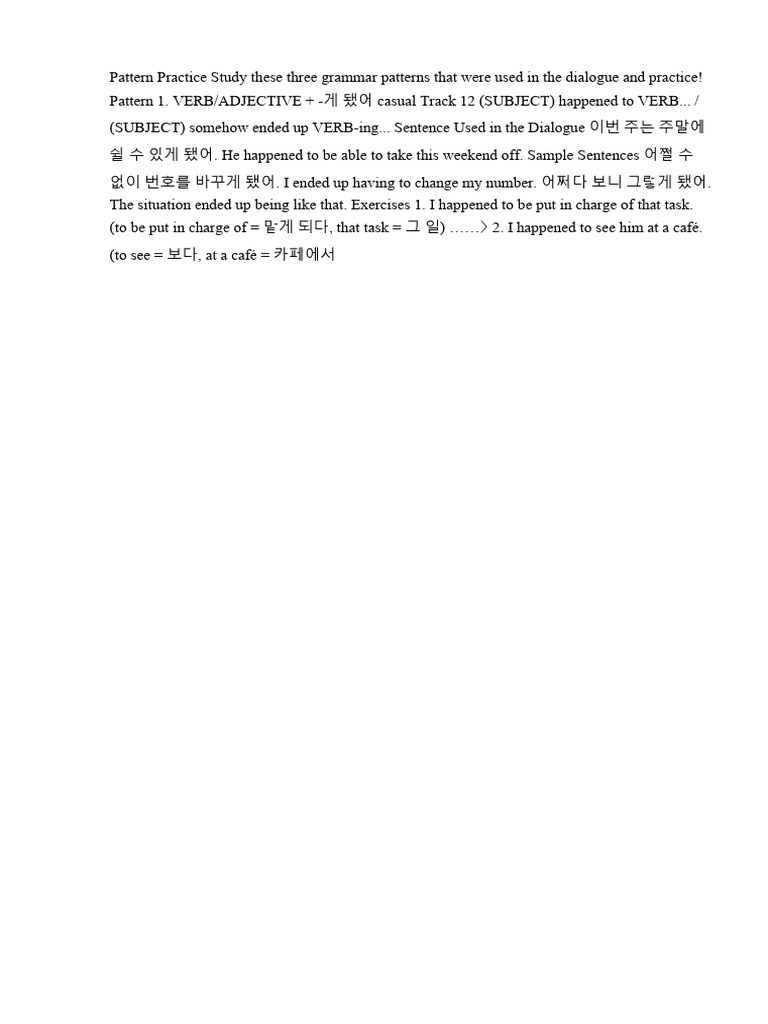 Pattern Practice Study These Three Grammar Patterns That Were Used in ...