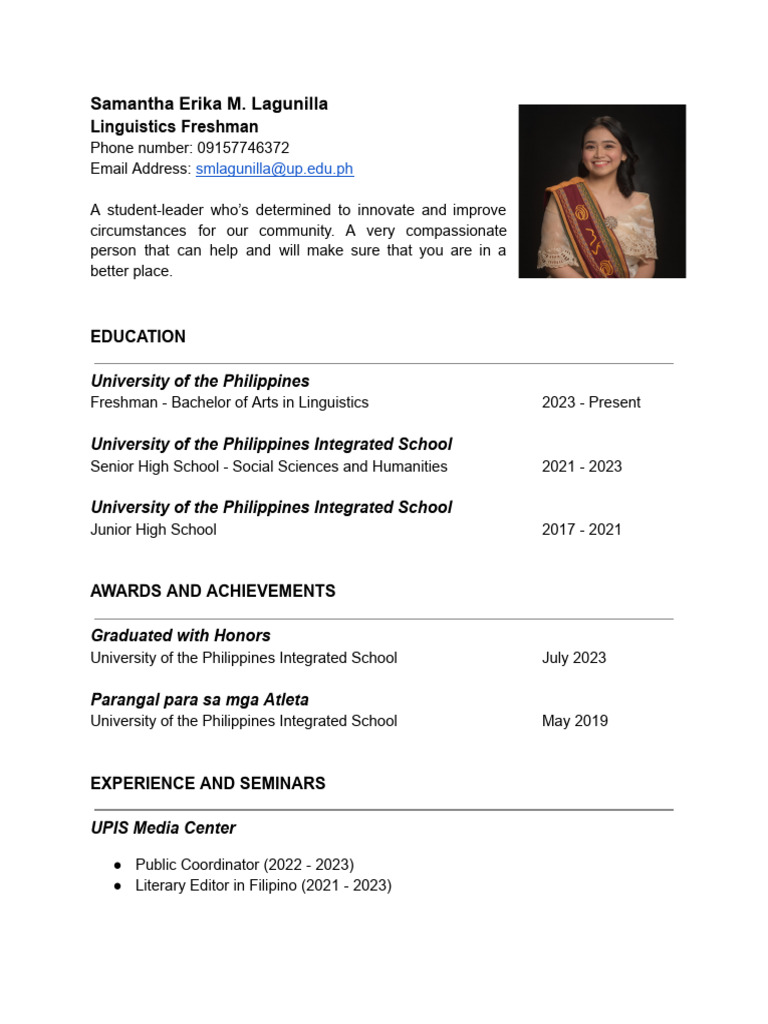 Linguistics DeptRep Lagunilla CV | PDF