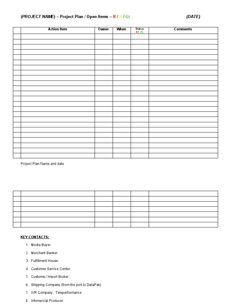 Project Plan - Template 120407 | PDF