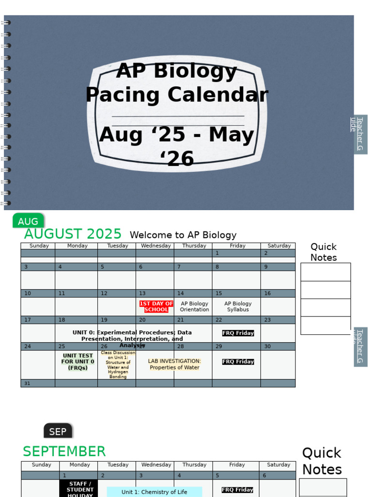 AP Biology Pacing Calendar 2025-2026 | PDF | Heredity | Gene