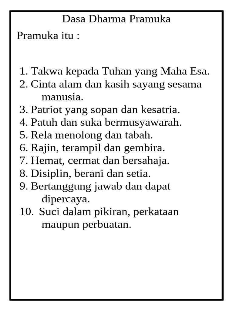 Trisatya dalam Dasa Dharma Pramuka | PDF