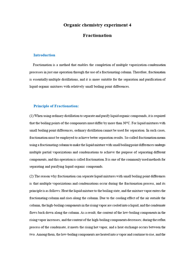 Organic Chemistry Experiment 4 | PDF | Distillation | Physical Chemistry