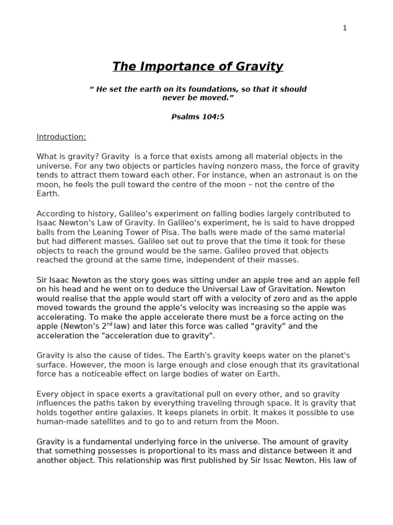Importance of Gravity Explained | PDF | Gravity | Force