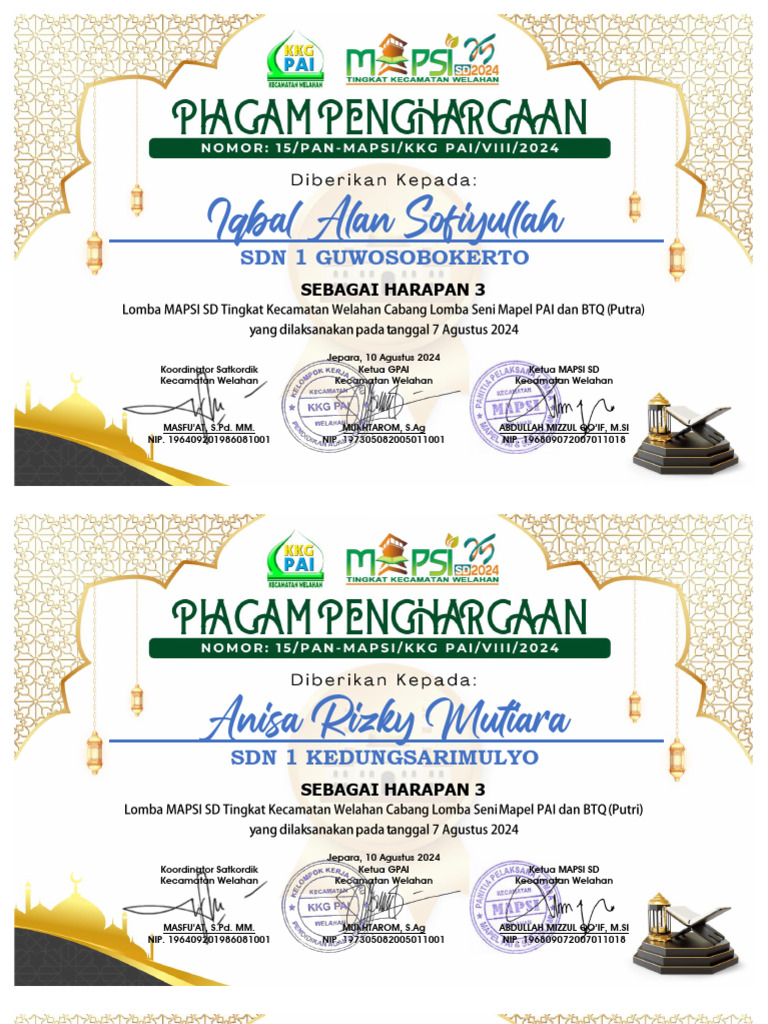 Lomba MAPSI SD Kecamatan Welahan | PDF