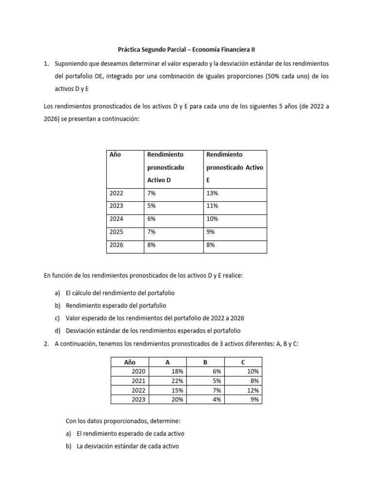 Pr-Ctica 2do Parcial Administraci-N Financiera I | PDF | Desviación Estándar