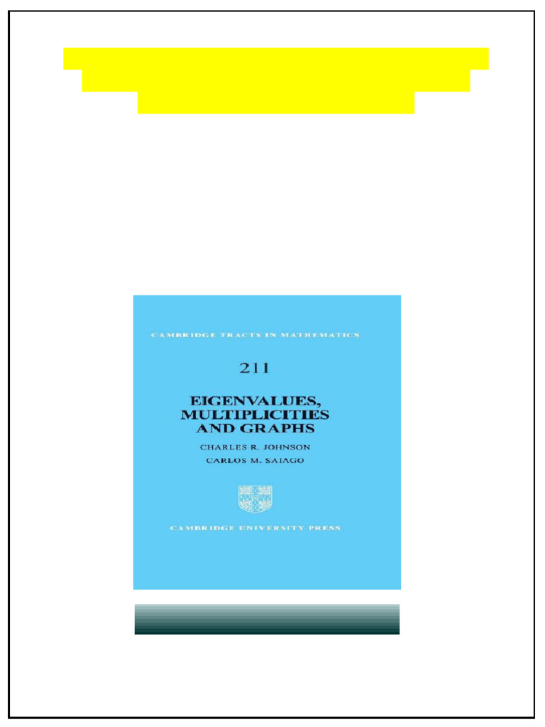 Eigenvalues Multiplicities and Graphs Cambridge Tracts in Mathematics 1st Edition Charles R ...