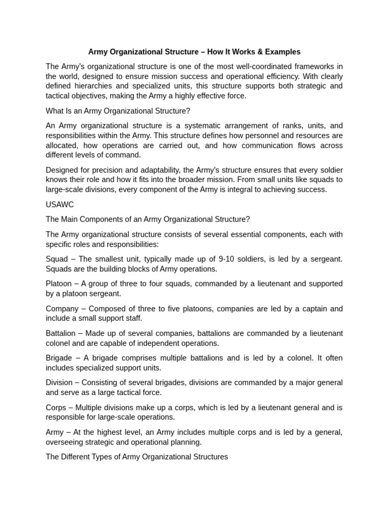 Understanding Army Organizational Structure | PDF | United States Army ...