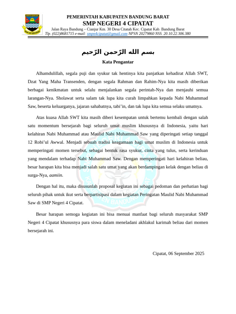 Proposal Kegiatan Maulid Nabi Muhammad Saw 2025-2026 | PDF