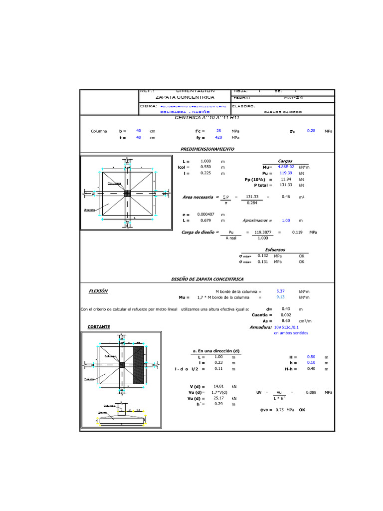Diseño de Zapata Concentra para Polideportivo | PDF