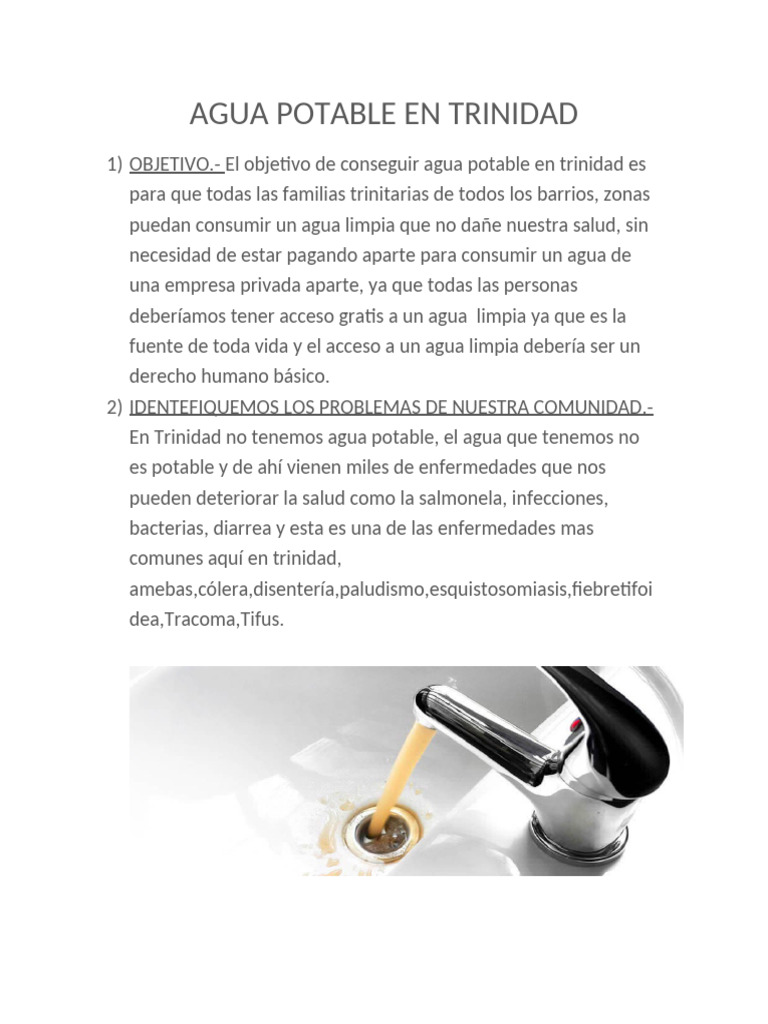 Acceso al Agua Potable en Trinidad | PDF | Agua | Diarrea