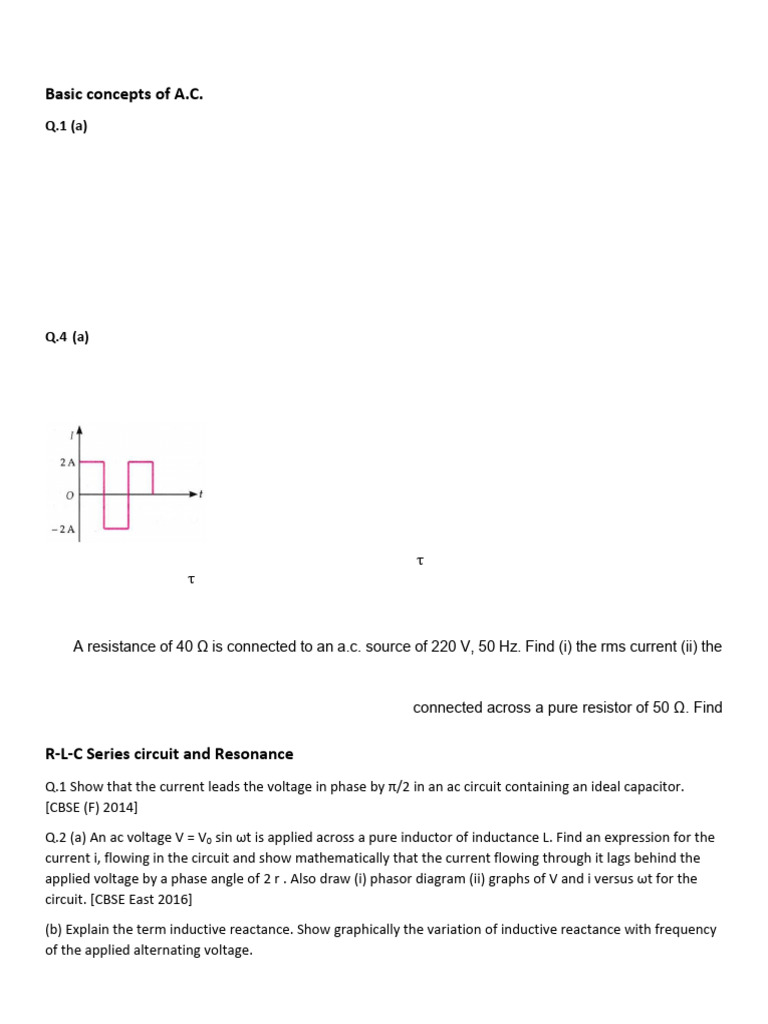 Alternating Current Concepts and Calculations | PDF | Electrical ...