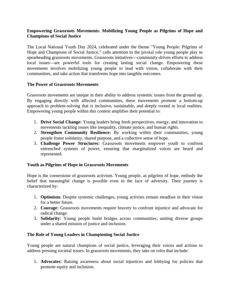 Empowering Youth in Grassroots Movements | PDF | Social Justice ...