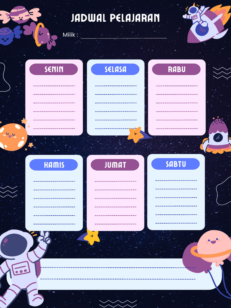 Warna Warni Luar Angkasa Jadwal Pelajaran Sekolah | PDF