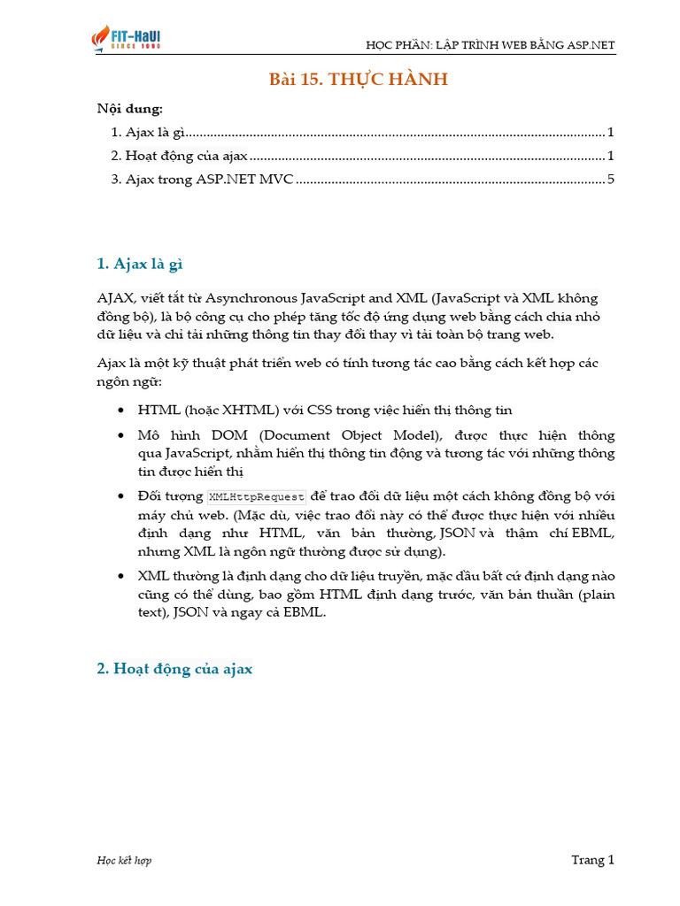Bai 15. Decuong Ajax p1 | PDF