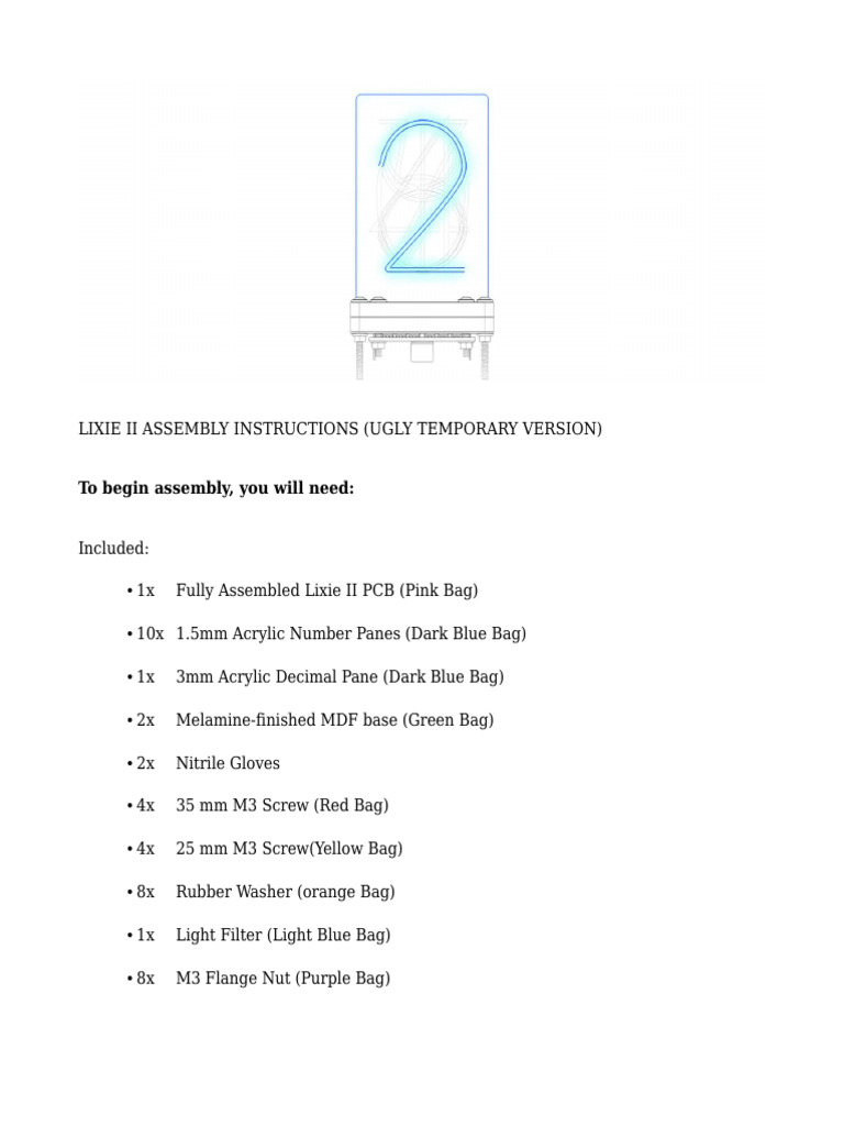 Lixie II Assembly Guide and Instructions | PDF | Screw | Printed ...