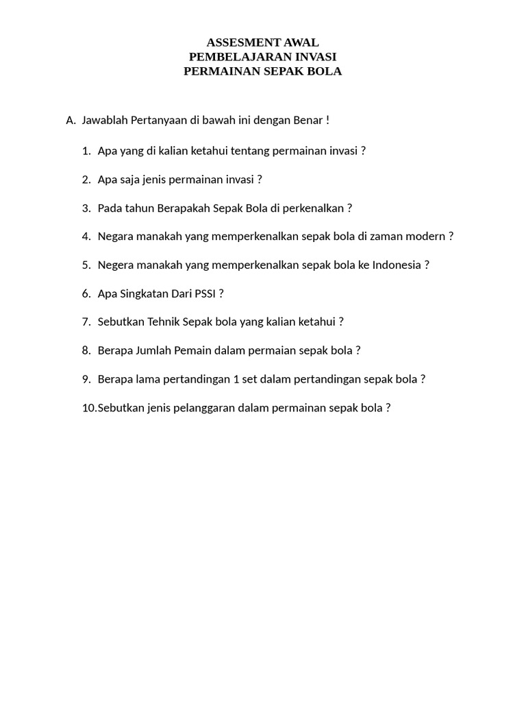 Assesment Awal | PDF
