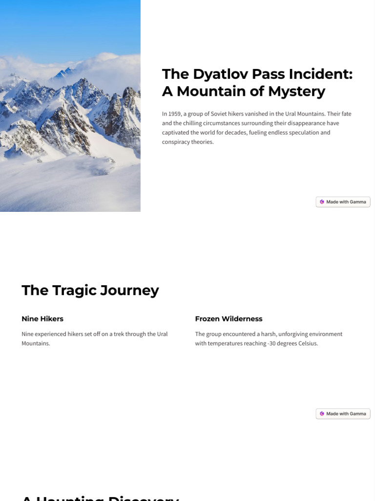The Dyatlov Pass Incident a Mountain of Mystery | PDF