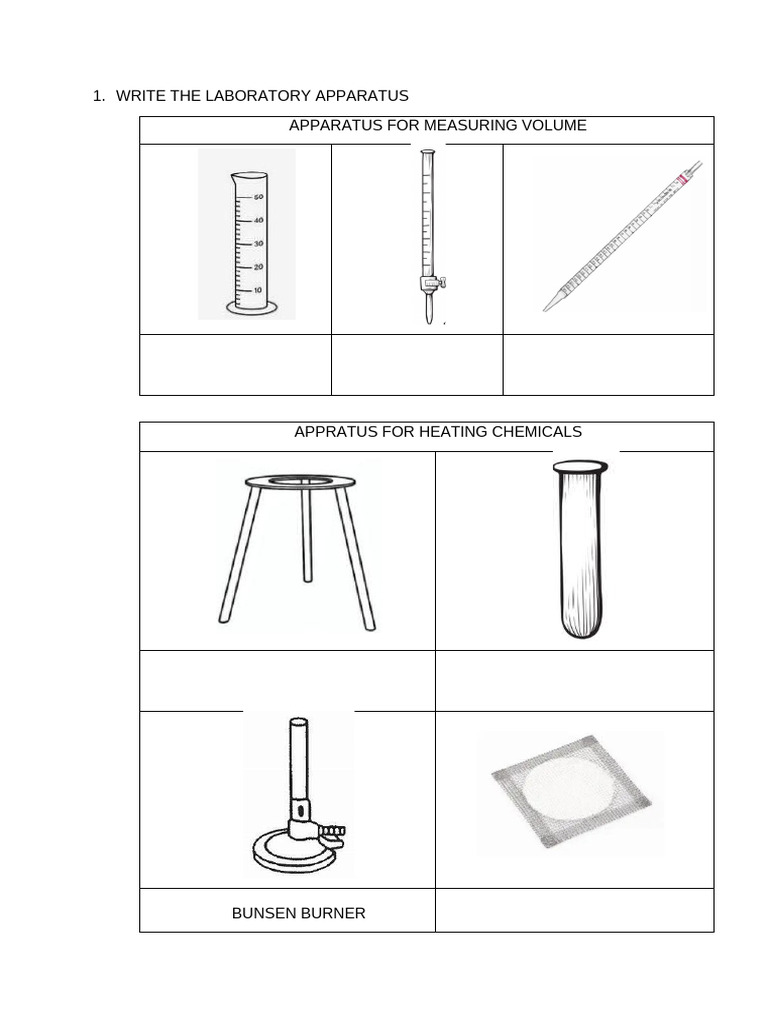Write The Laboratory Apparatus | PDF | Evaporation | Chemistry