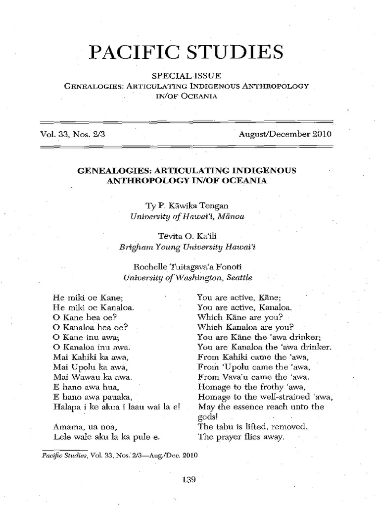 Indigenous Anthropology in Oceania | PDF