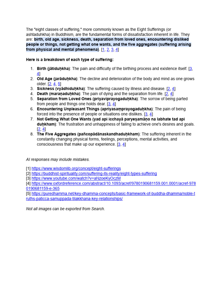 What Is Eight Classes of Suffering | PDF