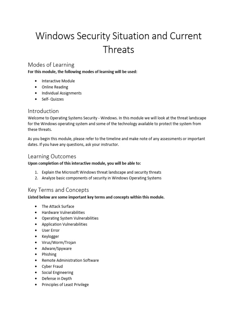 Windows Security Threats Overview | PDF | Security | Computer Security