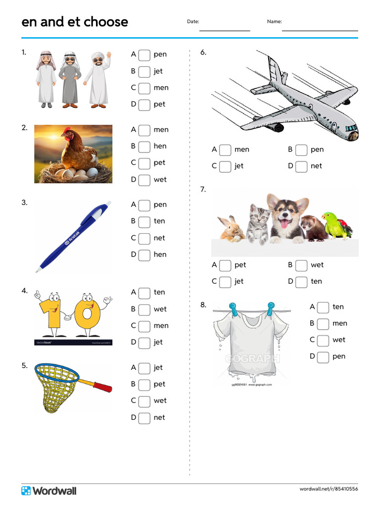 Word List: En and Et Patterns | PDF