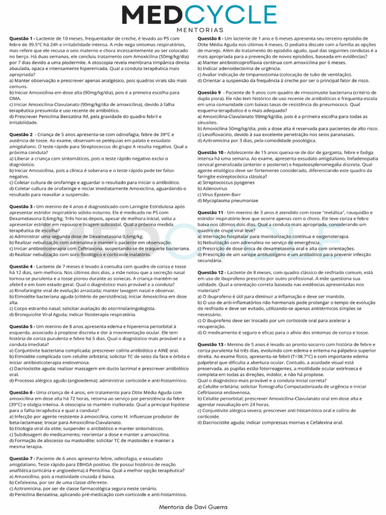 Lista 1 - IVAS + Bronquiolite | PDF