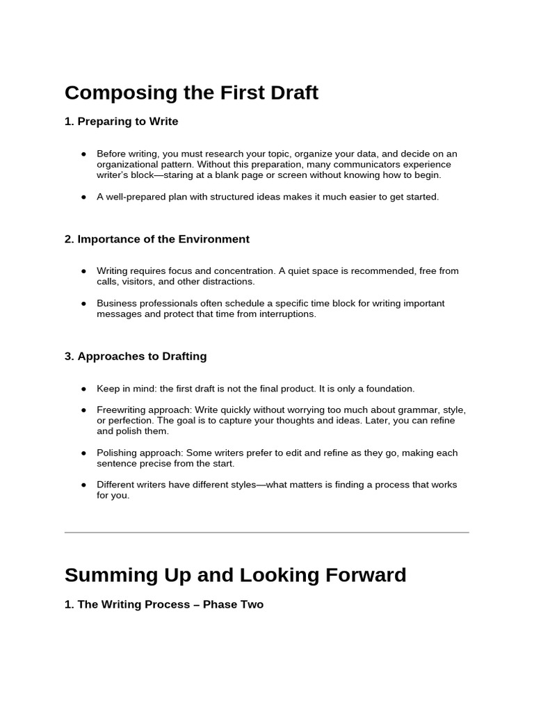 First Draft Writing Techniques Guide | PDF | Human Communication ...