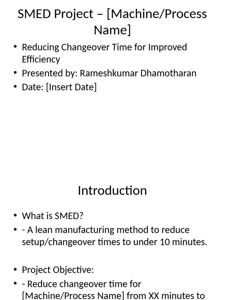 SMED Project for Changeover Efficiency | PDF