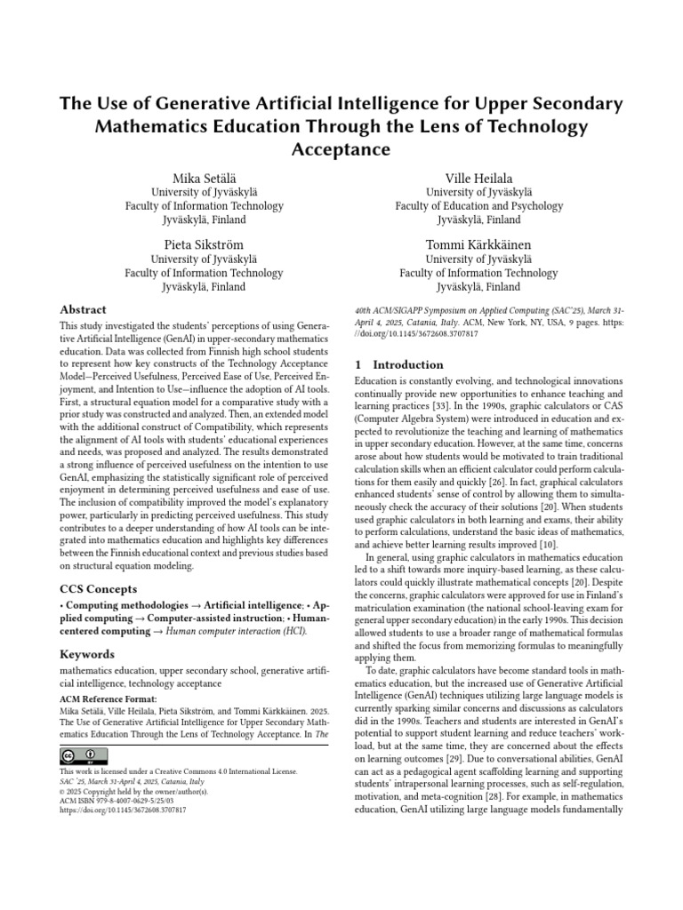 The Use of Generative Artificial Intelligence For Upper Secondary ...