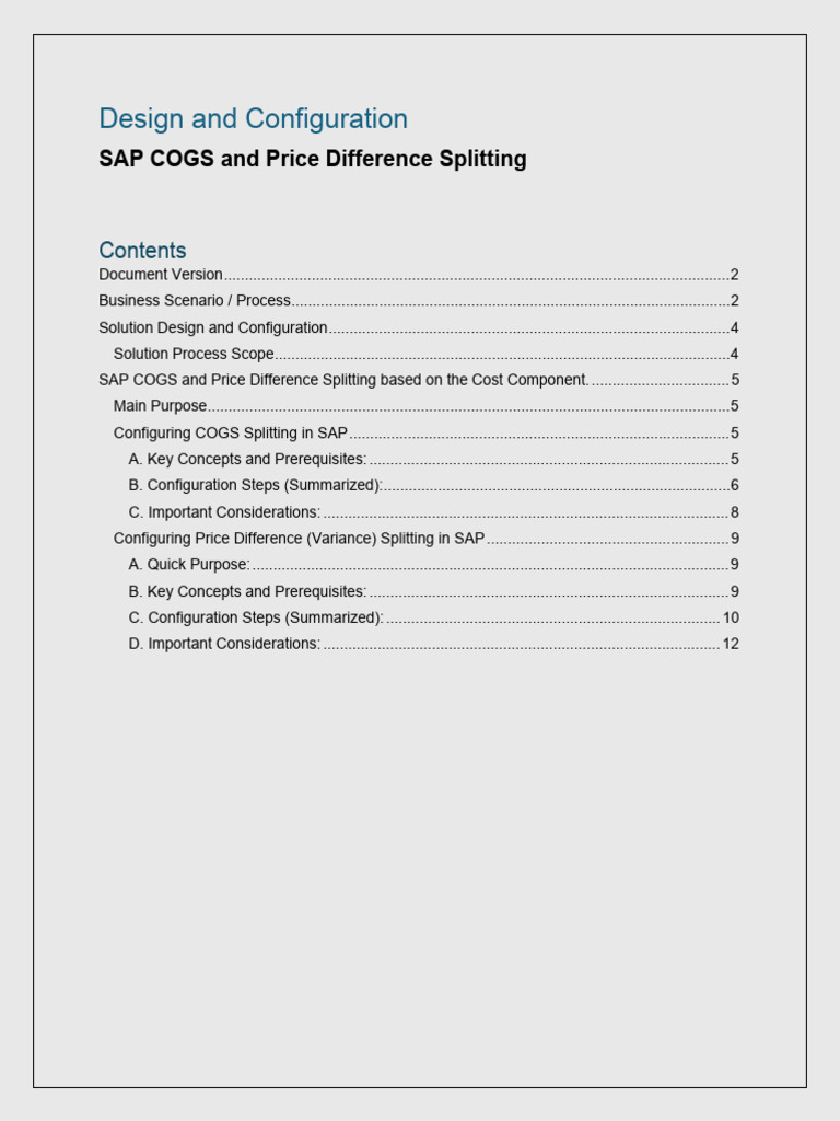 SAP COGS and Price Difference Splitting in S4HANA | PDF | Cost ...