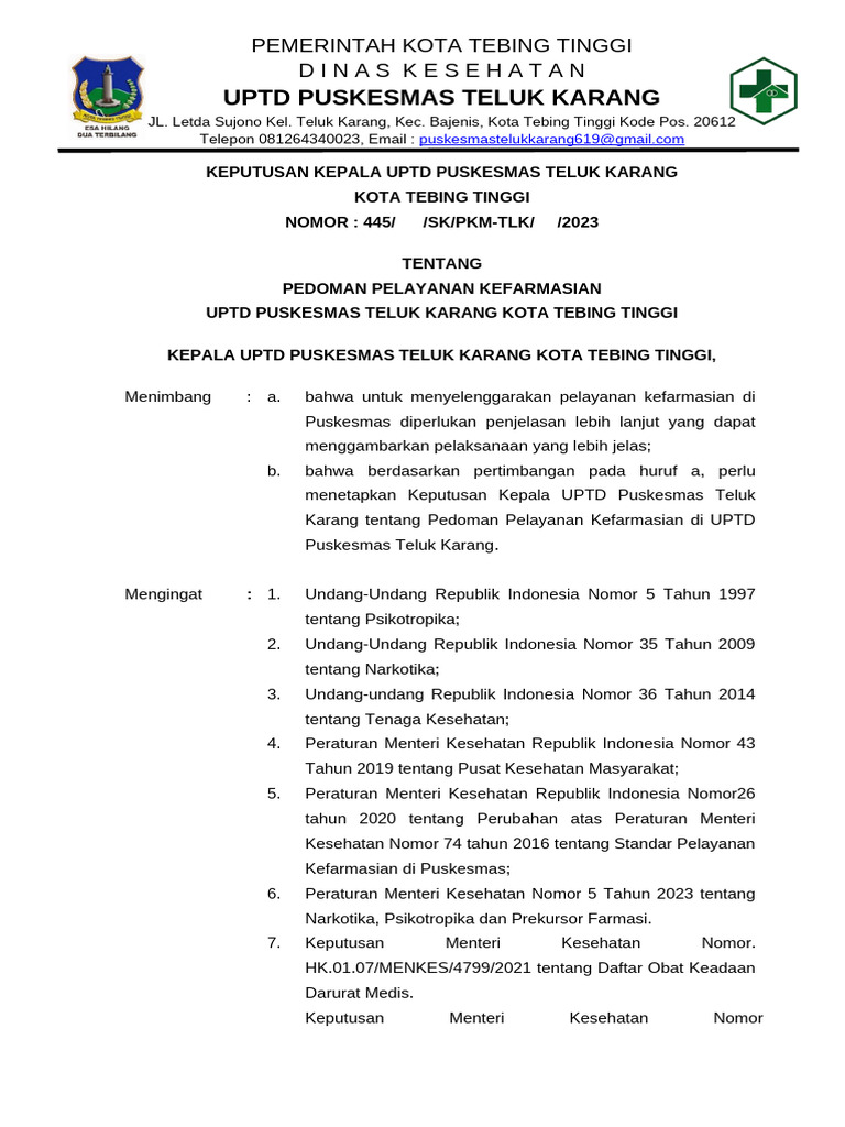 Pedoman Pelayanan Kefarmasian Puskesmas | PDF