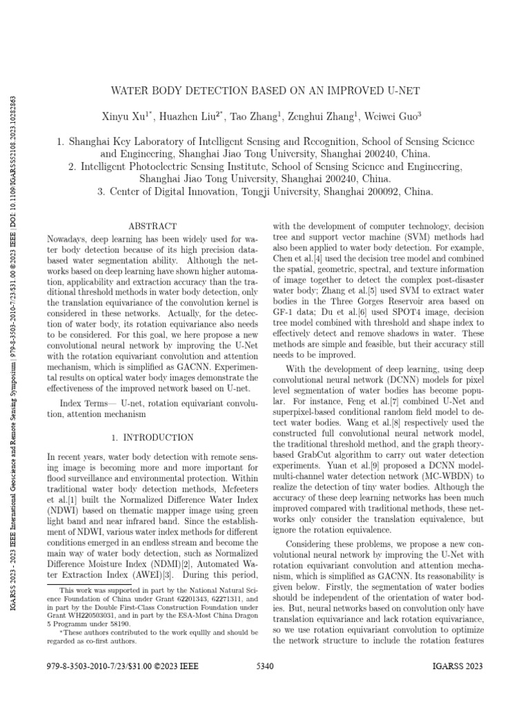 Water Body Detection Based On An Improved U-Net | PDF | Deep Learning ...