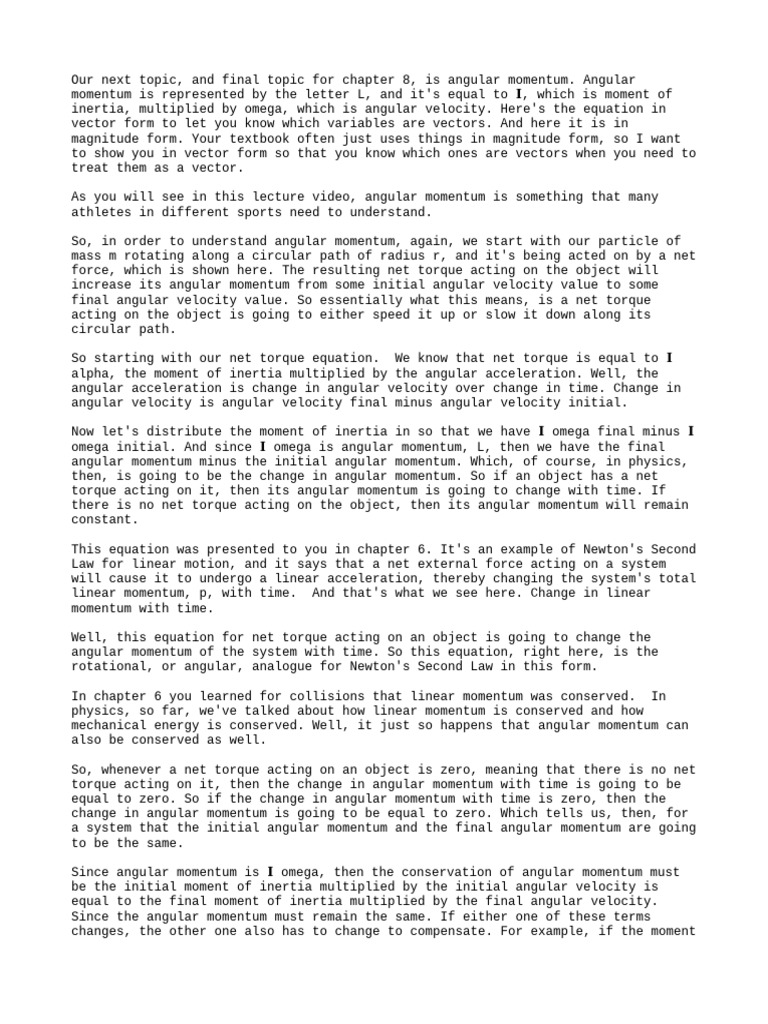 Angular Momentum With Conservation of Energy-English | PDF | Angular ...