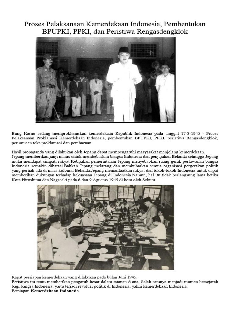 BAHAN AJAR 2025 Proses Pelaksanaan Kemerdekaan Indonesia, Pembentukan BPUPKI, PPKI, Dan ...
