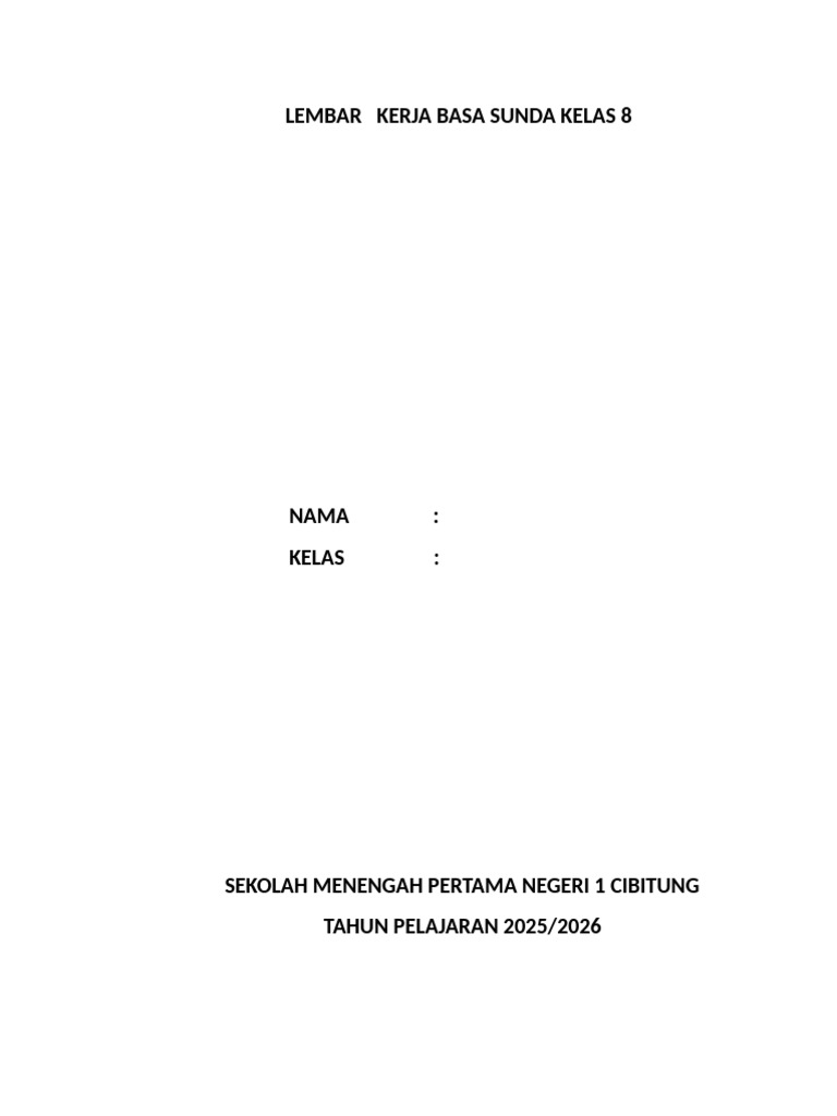 Lembar Kerja B. Sunda Kls 8 | PDF
