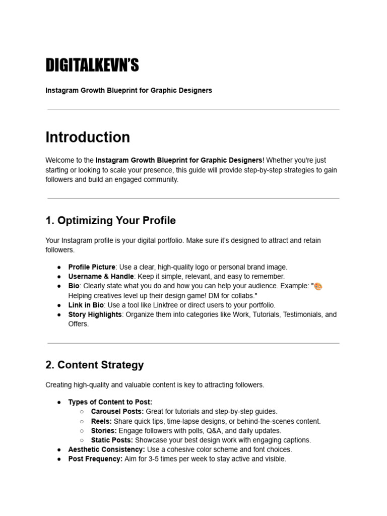 Instagram Growth Blueprint For Graphic Designers | PDF | Web 2.0 | Human Communication