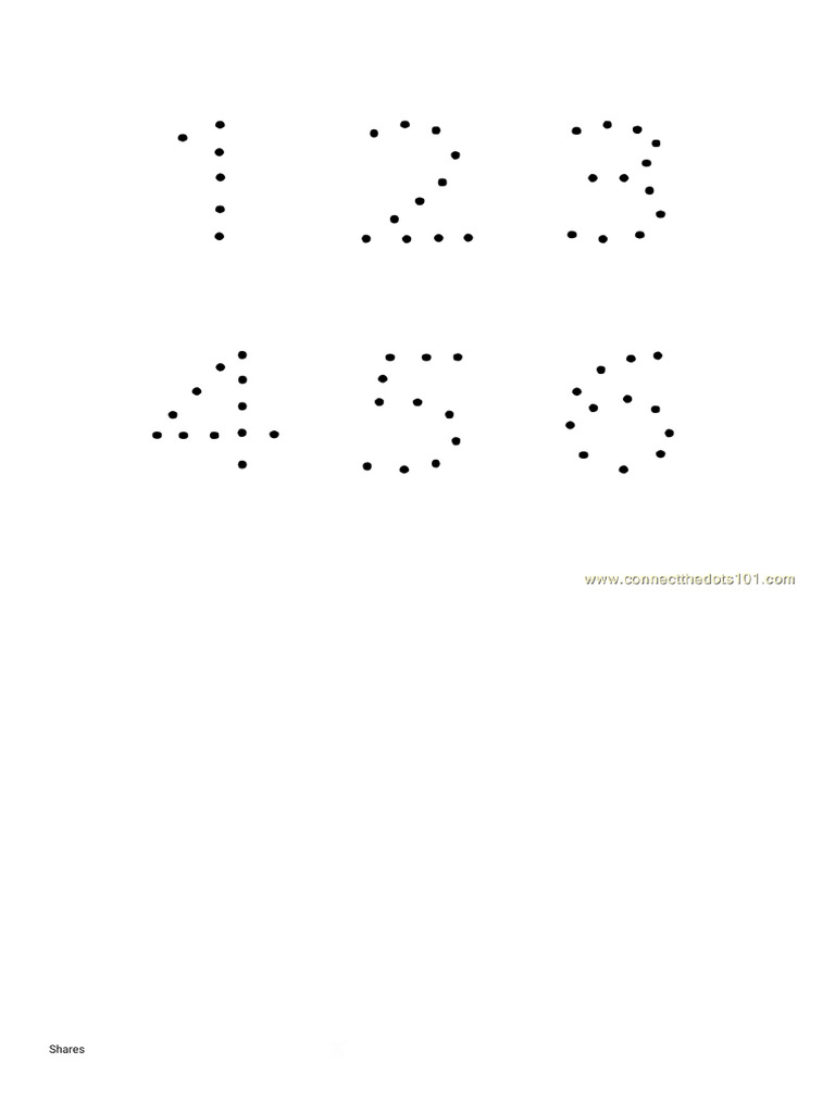 Numbers 1 To 6 Dot To Dot Printable Worksheet - Connect The Dots | PDF