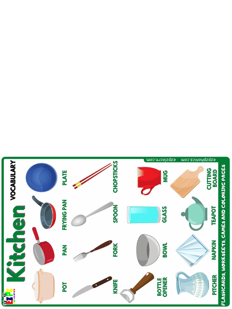 Kitchen Utensils Vocabulary Free English Vocabulary Flashcards ...