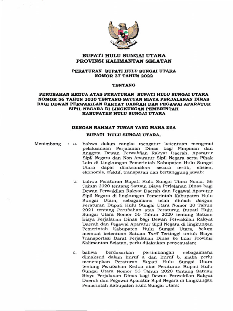 37. Perbup No 37 Tahun 2022 Ttg Perubahan Perbup 56 Tahun 2020_20230206_0002 | PDF