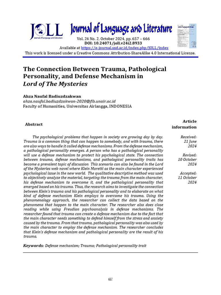 The Connection Between Trauma Pathological Persona | PDF ...