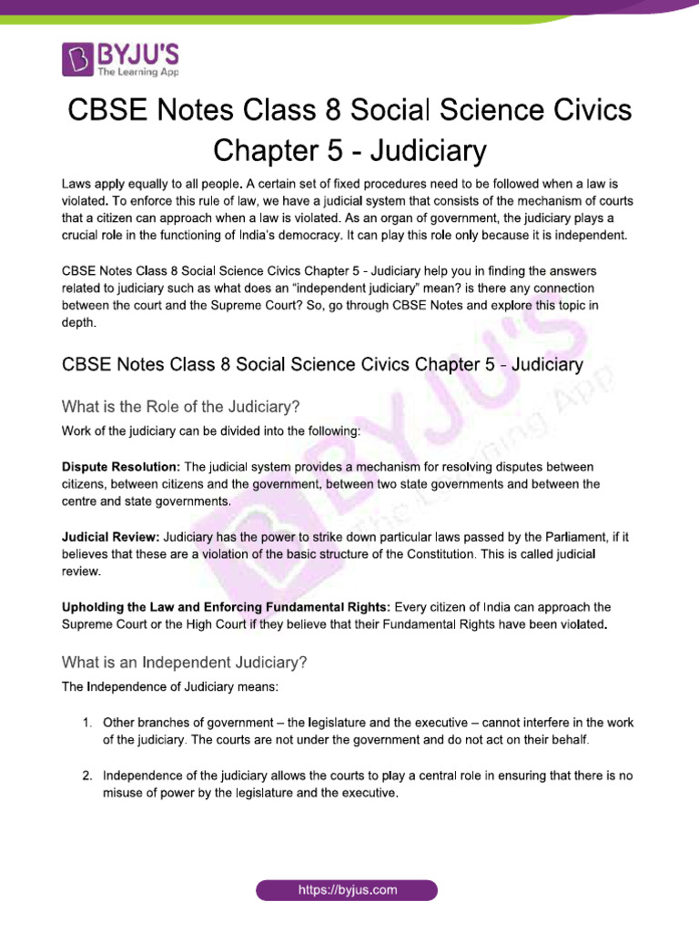 Ch-Judiciary Civics Notes | PDF