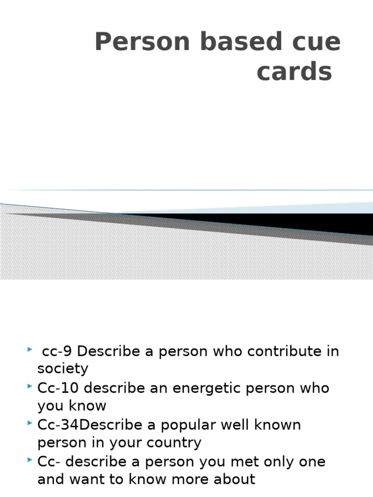 Person Based Cue Cards | PDF | Cricket | Summer Sports