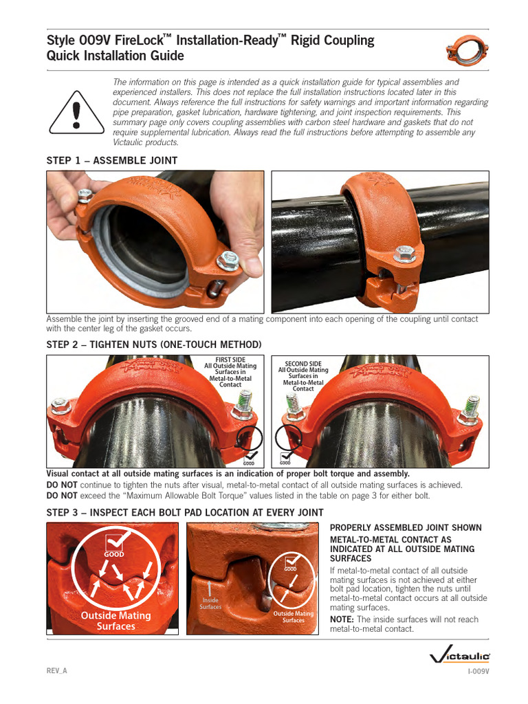 Instruction Manual Victaulic I-009V | PDF | Nut (Hardware) | Screw