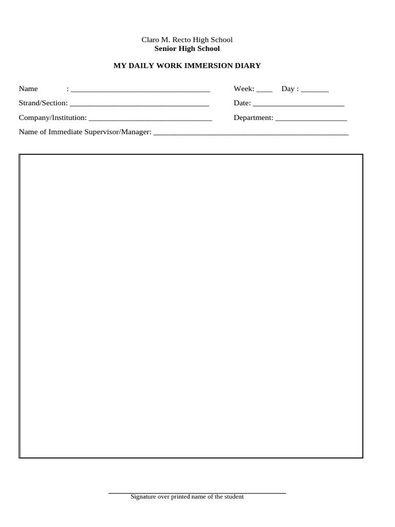 My Daily Work Immersion Diary 1 | PDF